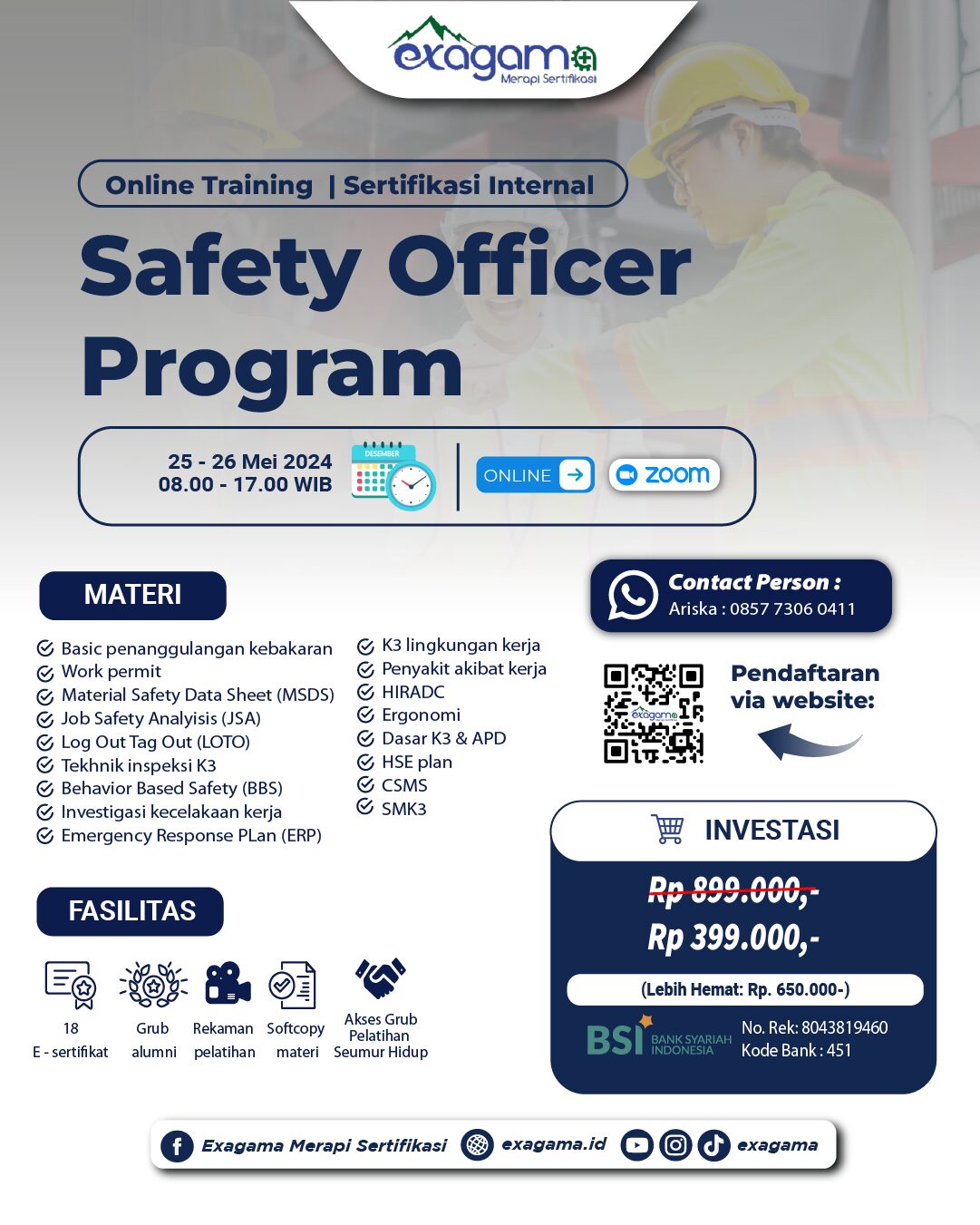 Sertifikat Safety Officer | Exagama Merapi Sertifikasi