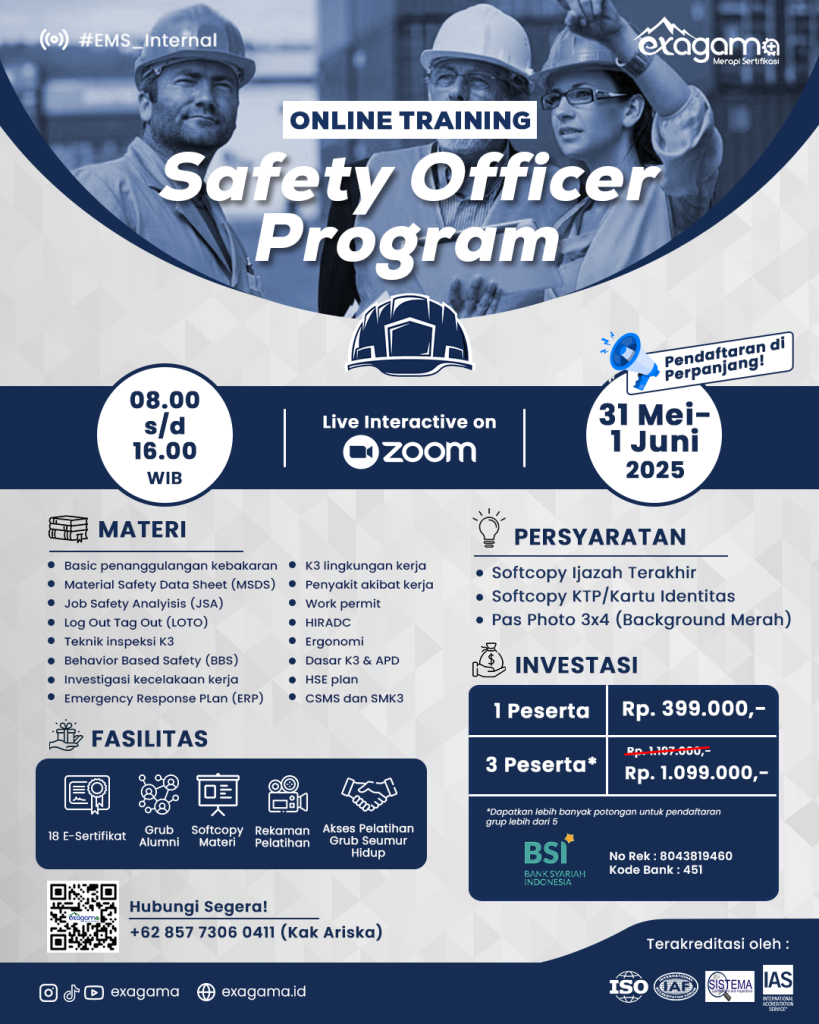Sertifikat Safety Officer | Exagama Merapi Sertifikasi